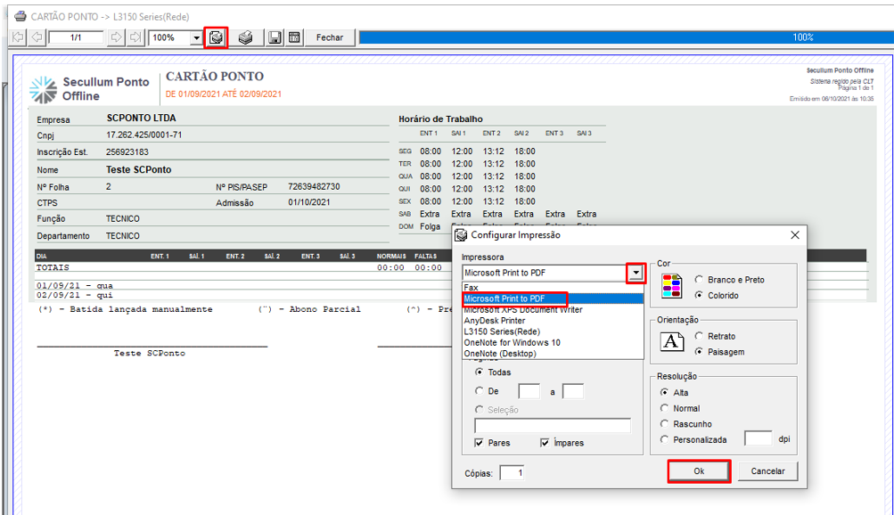 Como gerar um Arquivo PDF do ponto de um colaborador no Ponto Secullum ...